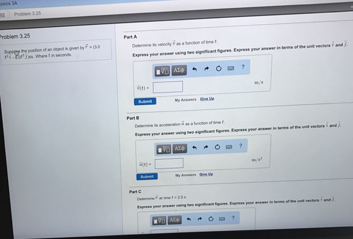 Solved ysics 3A Problem 3.25 Problem 3.25 the position of an | Chegg.com