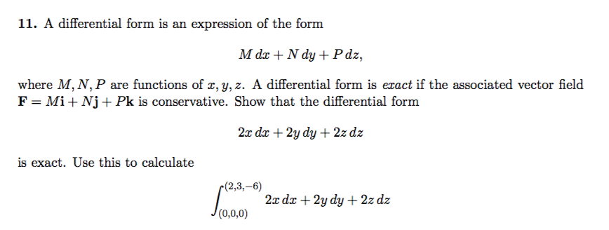 Solved 11. A differential form is an expression of the form | Chegg.com