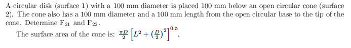 Solved A circular disk (surface 1) with a 100 mm diameter is | Chegg.com