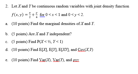 Solved Let X and Y be continuous random variables with joint | Chegg.com