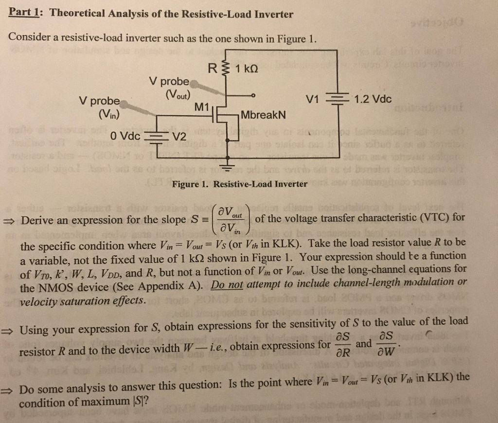 Solved Part 1: Theoretical Analysis of the Resistive-Load | Chegg.com