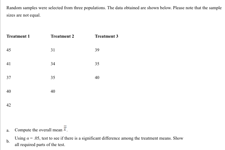 Solved Random samples were selected from three populations. | Chegg.com