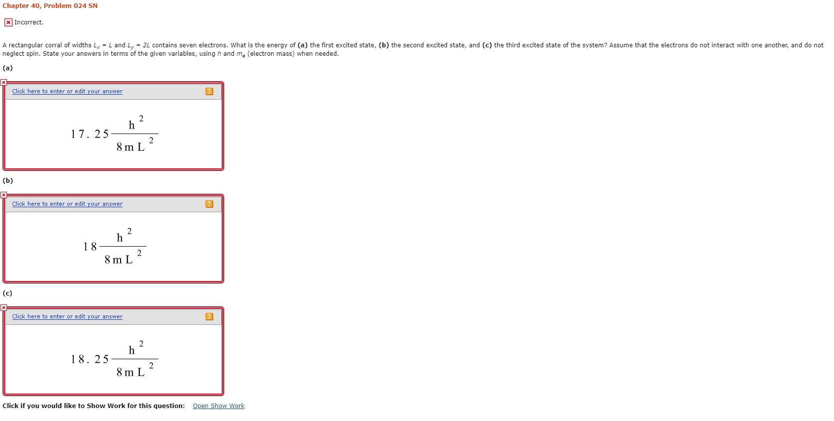 Solved Chapter 40, Problem 024 SN xIncorrect. A rectangular | Chegg.com