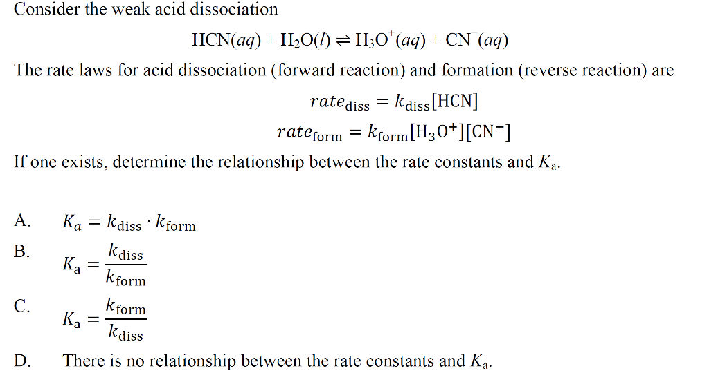 Solved Consider the weak acid dissociation HCN(aq) + H_2O(l) | Chegg.com