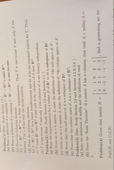 Solved I need help with these Linear Algebra problems If | Chegg.com