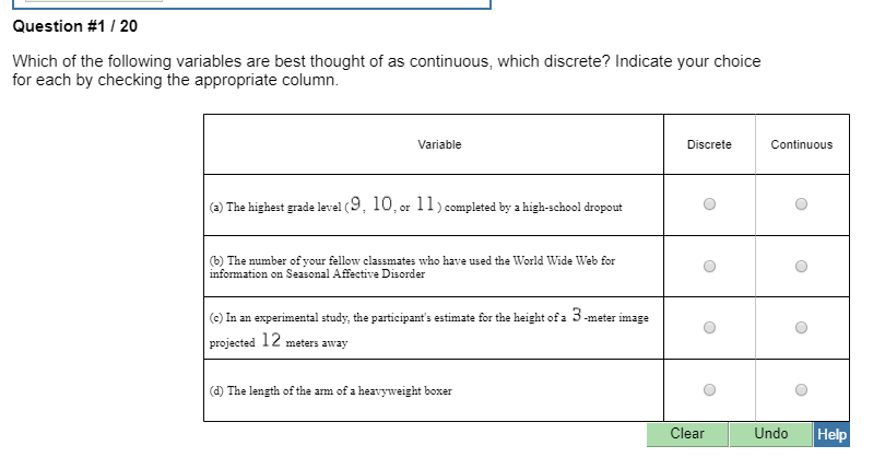 Solved Which of the following variables are best thought of | Chegg.com