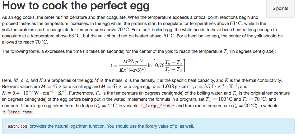 Solved How to cook the perfect egg 5 points As an egg cooks, | Chegg.com