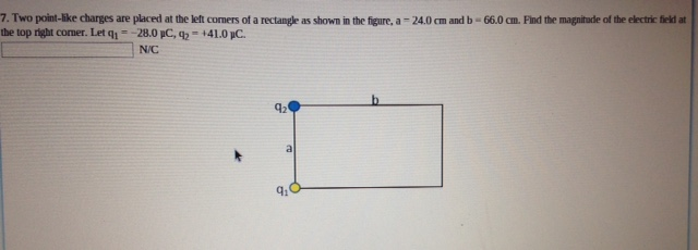Solved Two point-like charges are placed at the left corners | Chegg.com