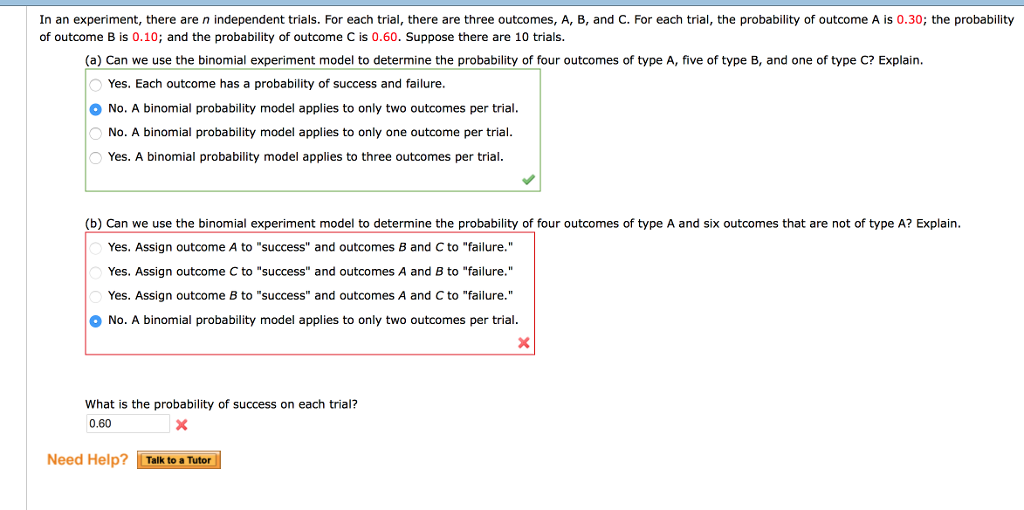 Solved In an experiment, there are n independent trials. For | Chegg.com