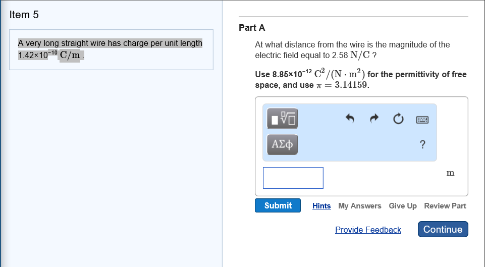 Solved A very long straight wire has charge per unit length | Chegg.com
