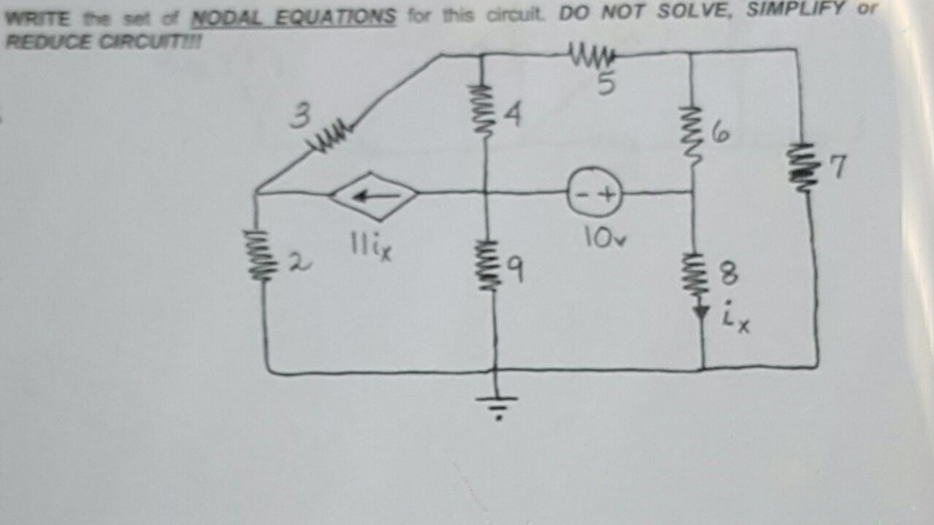 Solved WRITE the set of NODAL EQUATIONS for this circuit. Do | Chegg.com