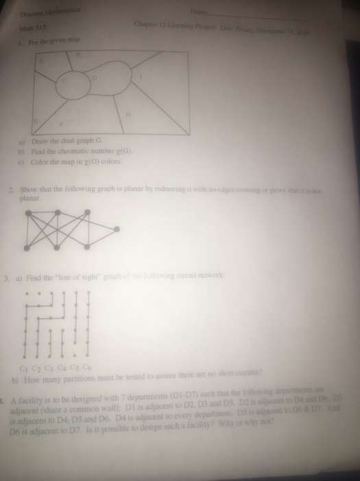 For the given map Draw the dual graph G. Find the | Chegg.com
