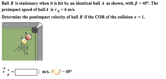 Solved Ball B is stationary when it is hit by an identical | Chegg.com