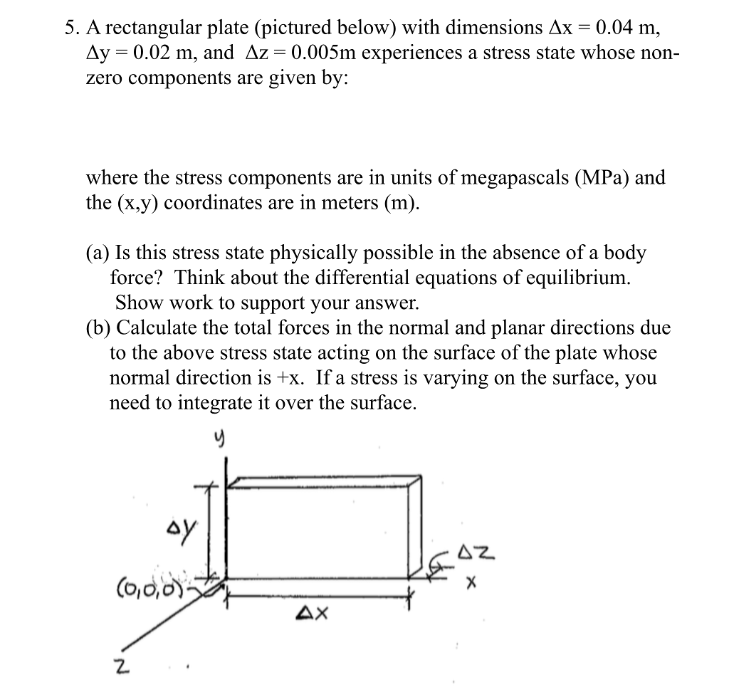 5. A rectangular plate(pictured below) with | Chegg.com