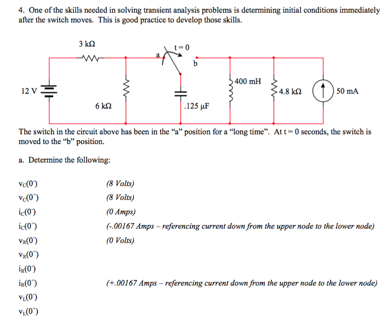 Solved 4. One of the skills needed in solving transient | Chegg.com