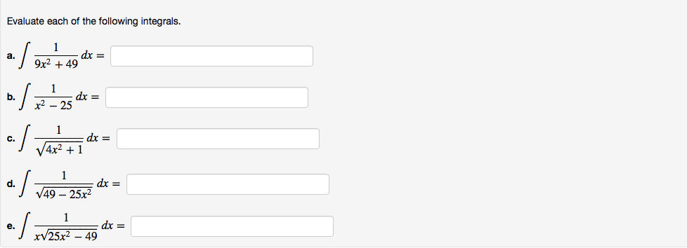Solved Evaluate each of the following integrals. integral | Chegg.com