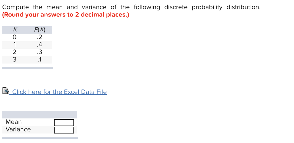Solved Compute the mean and variance of the following | Chegg.com