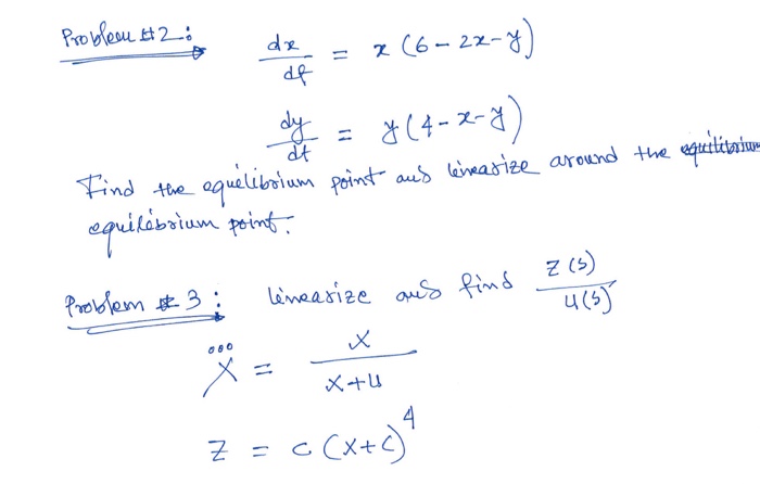 Solved Find the equilibrium point and linearize around | Chegg.com