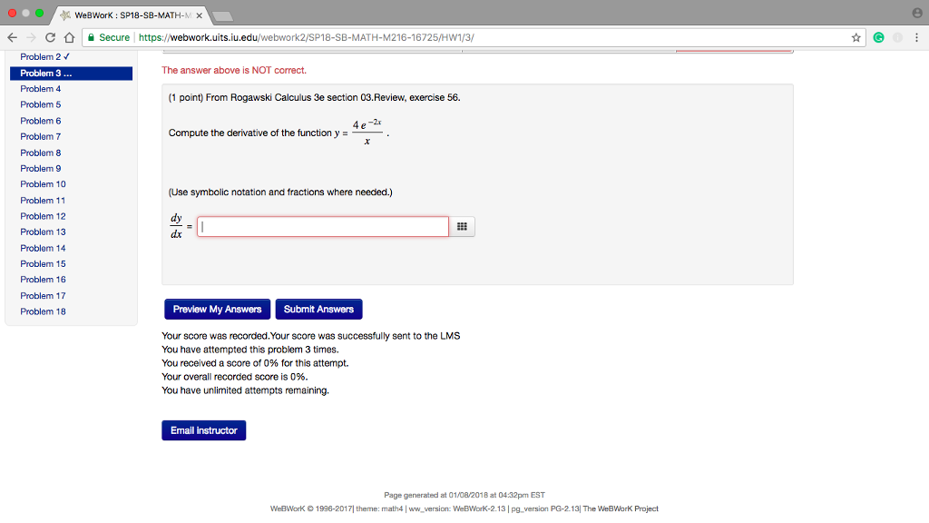 Calculus Archive | January 08, 2018 | Chegg.com