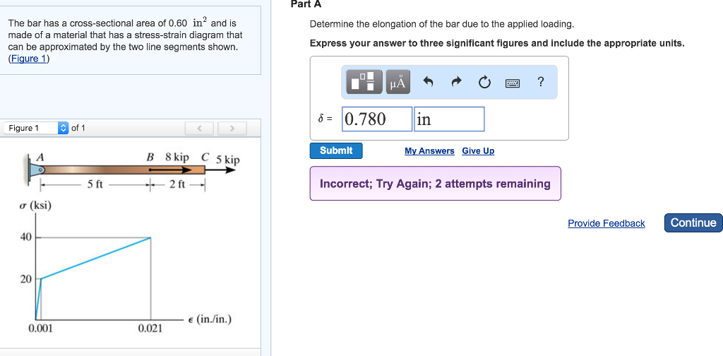 Solved The bar has a cross-sectional area of 0.60 in^2 and | Chegg.com