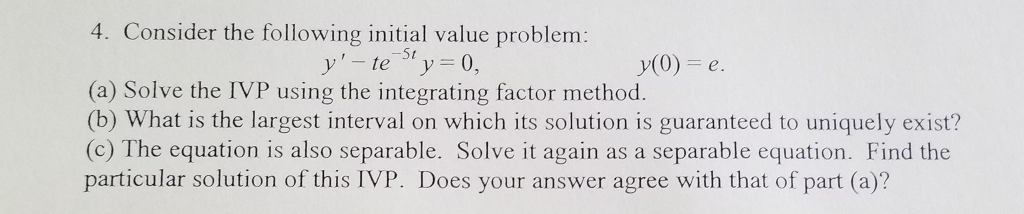 Solved Consider the following initial value problem: | Chegg.com
