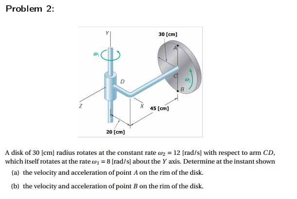 Solved A disk of 30 [cm] radius rotates at the constant | Chegg.com