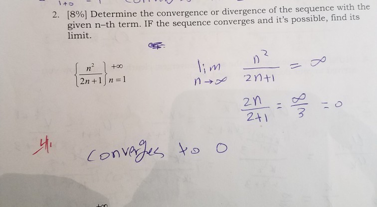 Solved 2. [800] Determine the convergence or divergence of | Chegg.com