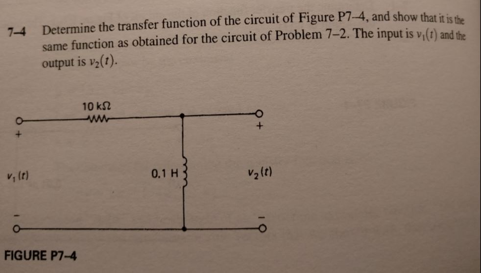 Solved Determine the transfer function of the circuit of | Chegg.com