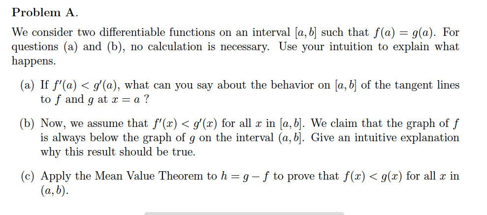 Solved We consider two differentiable functions on an | Chegg.com