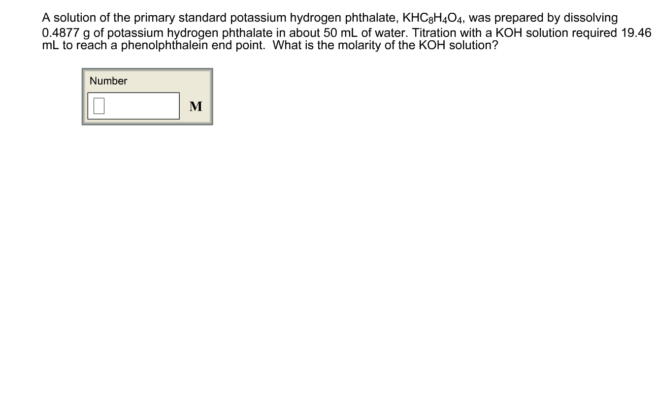 Solved A solution of the primary standard potassium hydrogen | Chegg.com