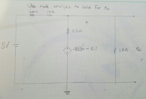Solved Use node analysis to solve for e_0 | Chegg.com