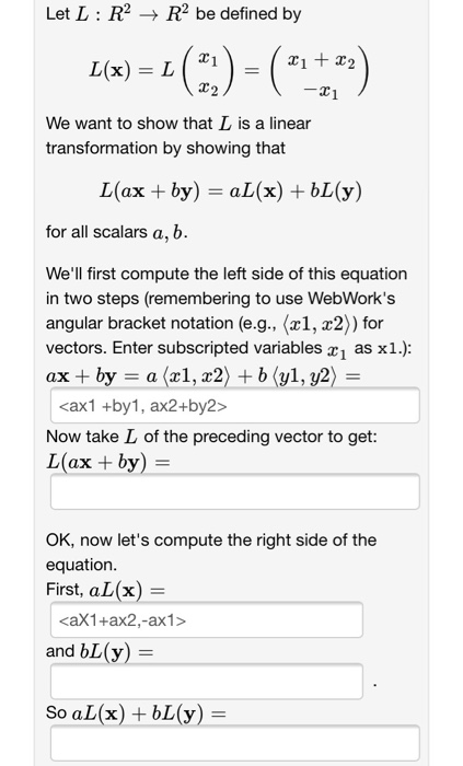 Solved Let L: R^2 rightarrow R^2 be defined by L(x) = L | Chegg.com