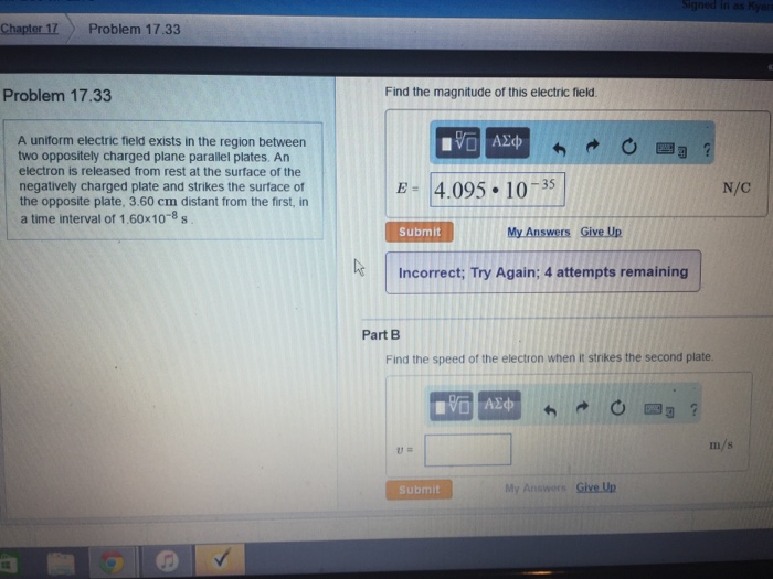 Solved A uniform electric field exists in the region between | Chegg.com