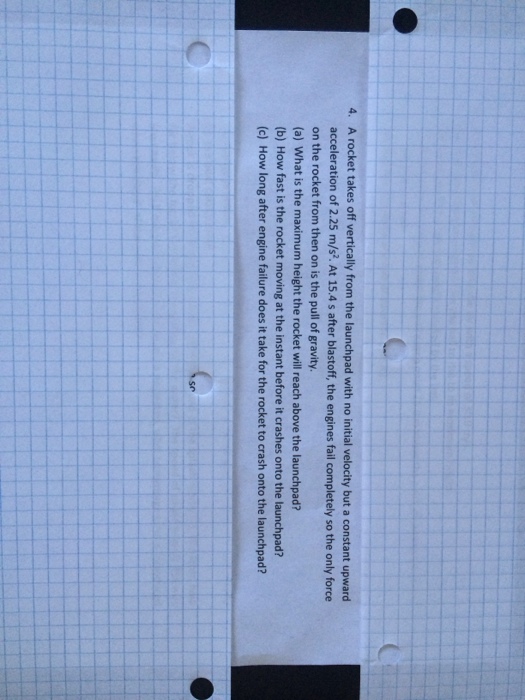 Solved A rocket takes off vertically from the launchpad with | Chegg.com