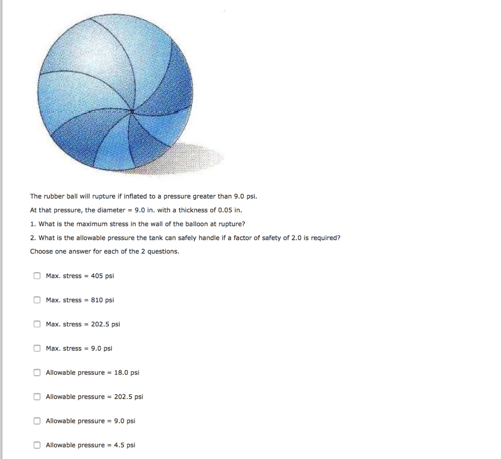 Solved The rubber ball will rupture if inflated to a | Chegg.com