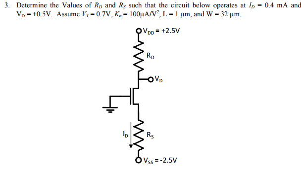 Solved Determine the Values of RD and RS such that the | Chegg.com