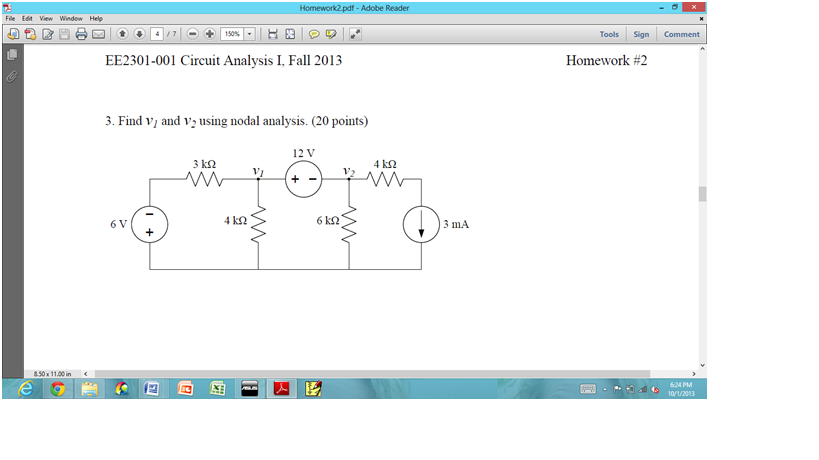 Solved Find V1 and v2 using nodal analysis. | Chegg.com