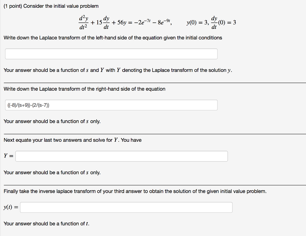 Solved Consider the initial value problem d^2y/dt^2 + 15 | Chegg.com