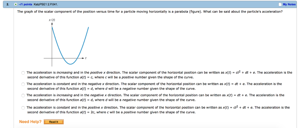 Solved The graph of the scalar component of the position | Chegg.com