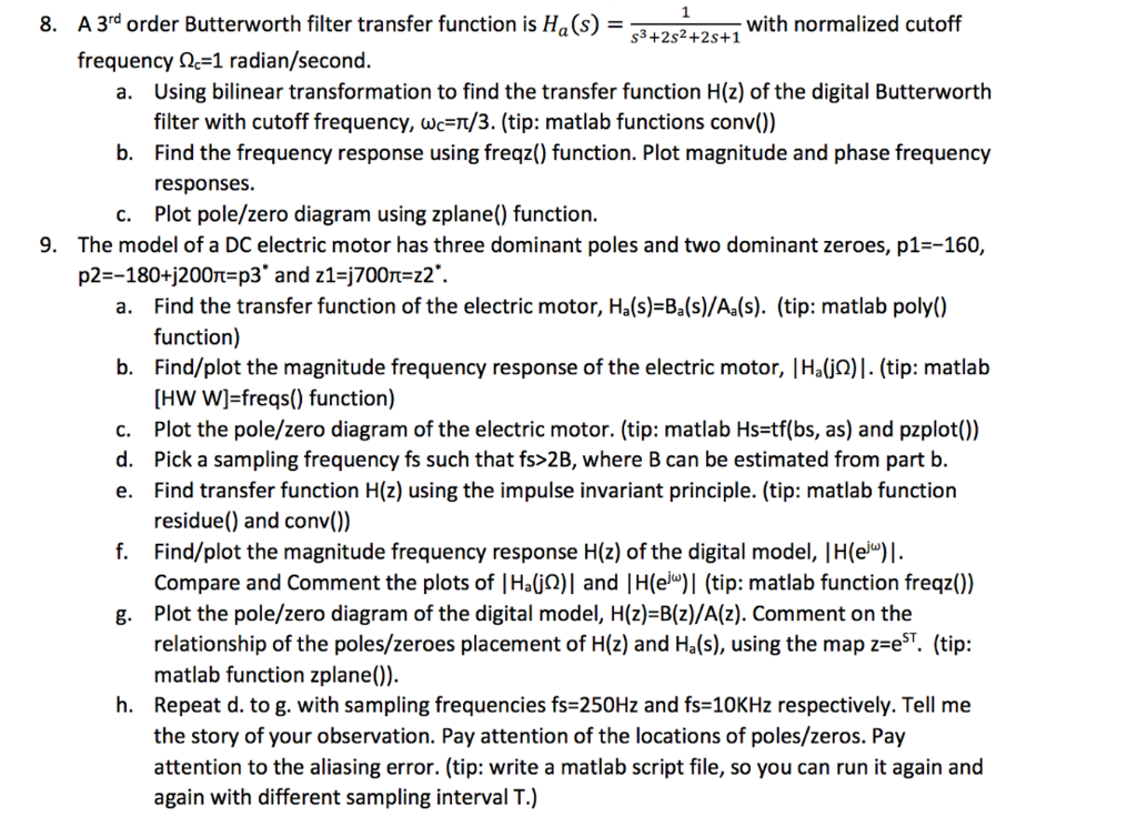 Solved A 3^rd order Butterworth filter transfer function is | Chegg.com