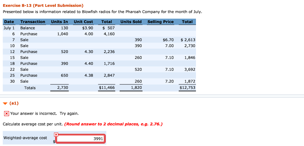 Solved Exercise 8-13 (Part Level Submission) Presented below | Chegg.com
