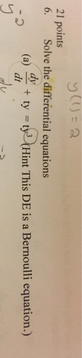Solved Solve the differential equations dy/dt + ty = ty^3 | Chegg.com