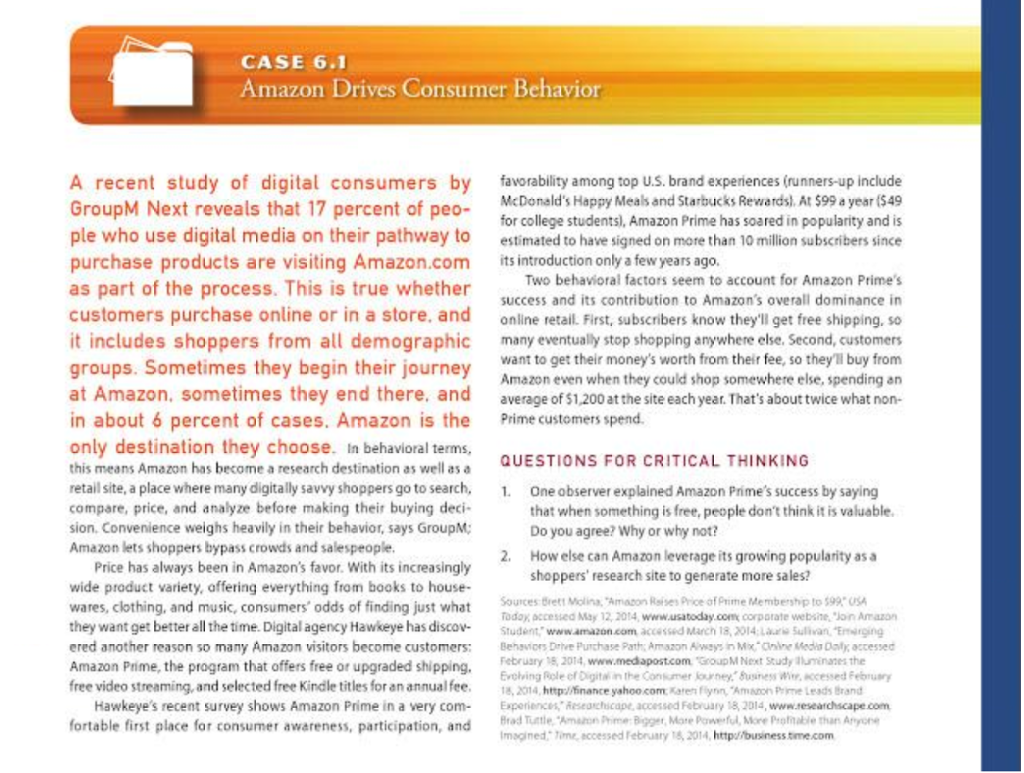Solved CASE 6.1 Amazon Drives Consumer Behavior A recent | Chegg.com