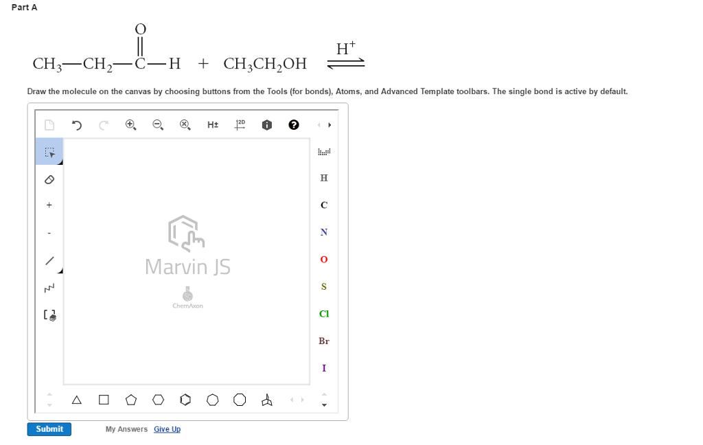 Solved Part A CH CH H CH3CH2OH Draw the molecule on the | Chegg.com