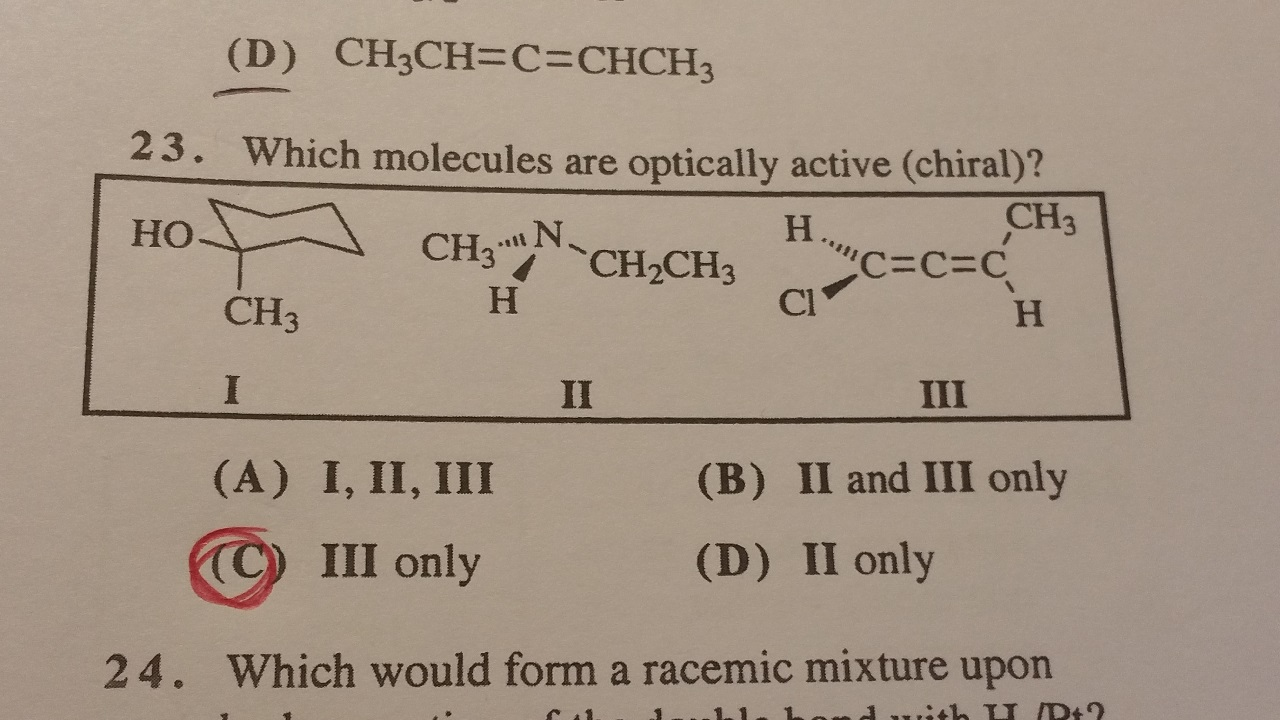 Solved Which molecules are optically active (chiral)? Which | Chegg.com
