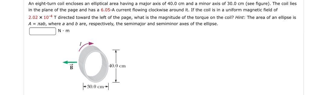 Solved An eight-turn coil encloses an elliptical area having | Chegg.com