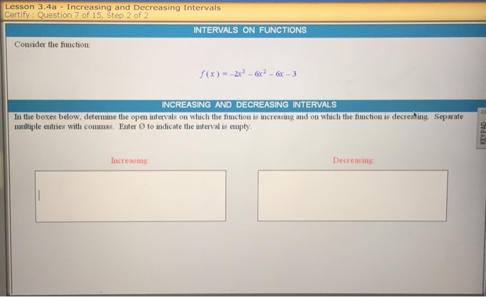 Solved Consider The Function F X 2x 3 6x 3 6x 3