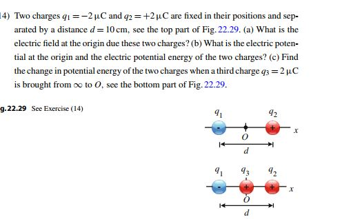 Solved Two charges q_1 = -2 mu C and q_2 = +2 mu C arc fixed | Chegg.com