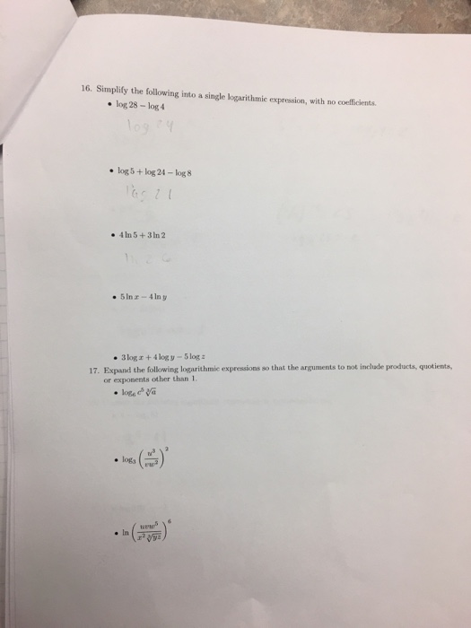 Solved Simplify the following into a single logarithmic | Chegg.com