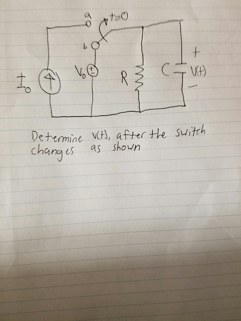 Solved Determine v(t), after the switch changes as shown | Chegg.com